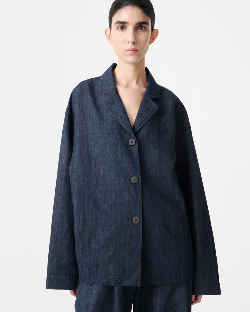 Shop STUDIO NICHOLSON MODI JACKET / INDIGO from thisisFABRIC