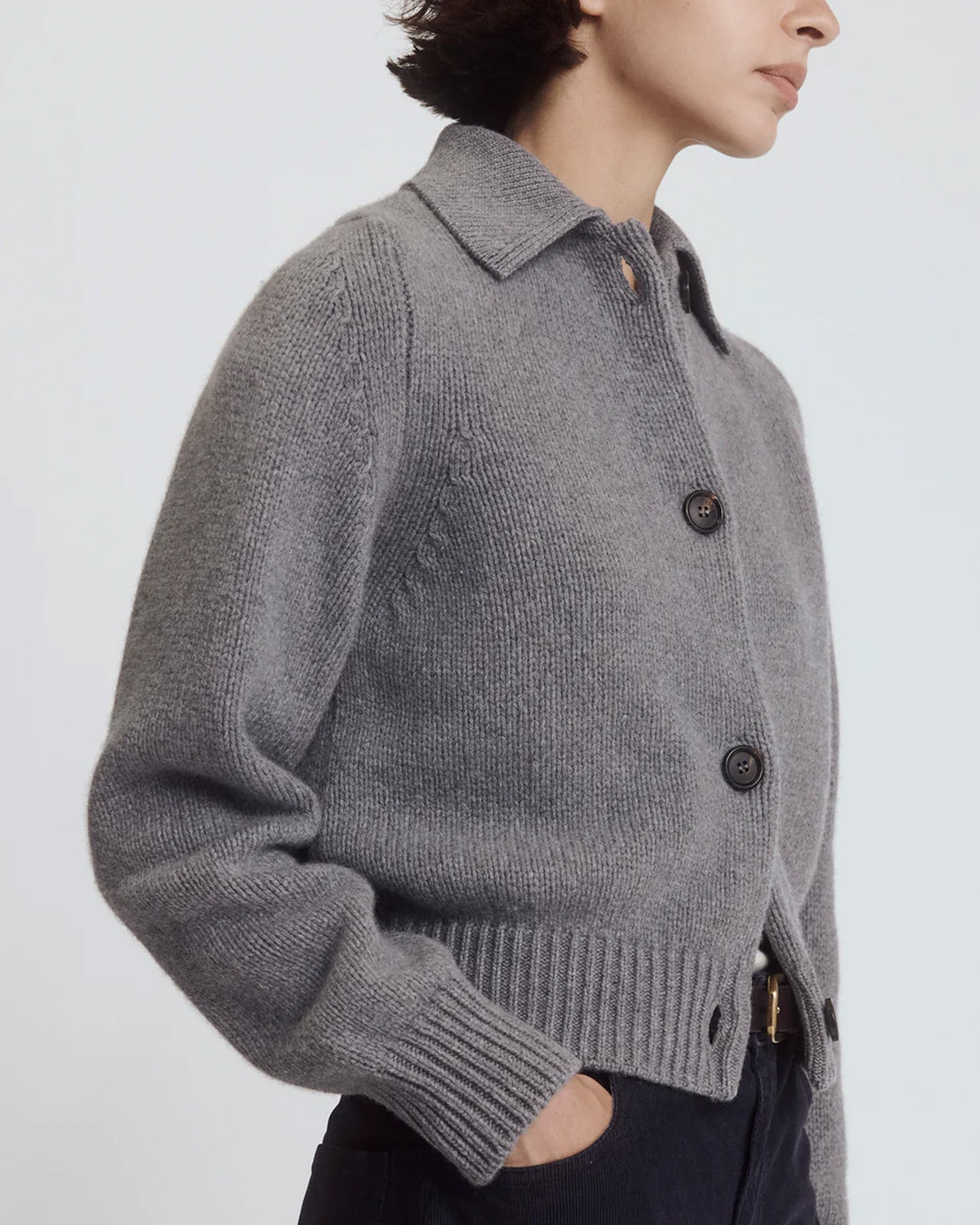 Shop &Daughter WINNY COLLARED JACKET / GREY from thisisFABRIC