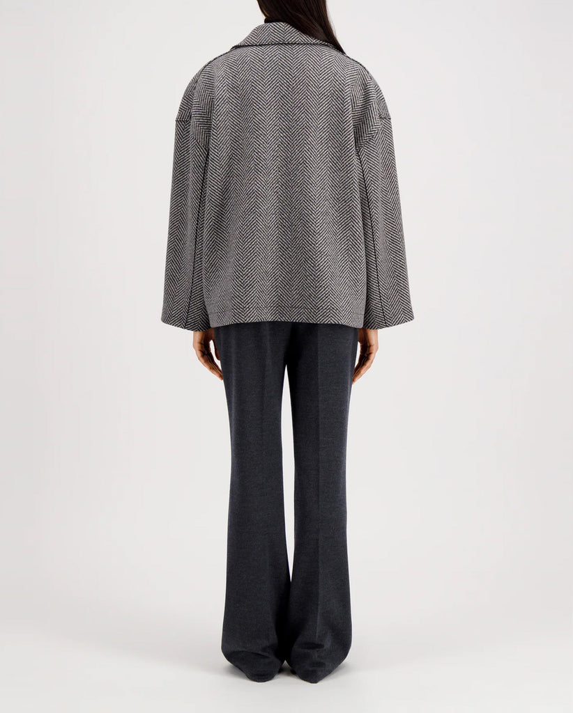 Shop HARRIS WHARF LONDON BOXY PATTERNED JACKET / BLACK&WHITE ...