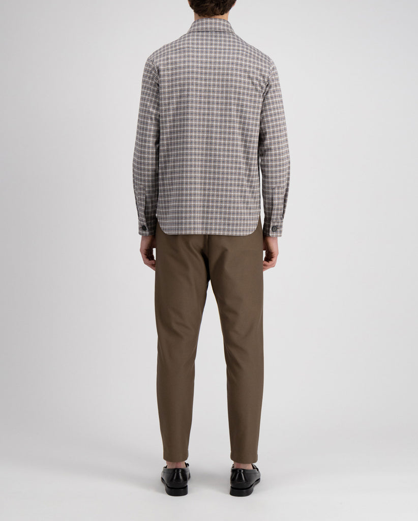 SHIRT JACKET TATTERSALL / BEIGE & NAVY – FABRIC