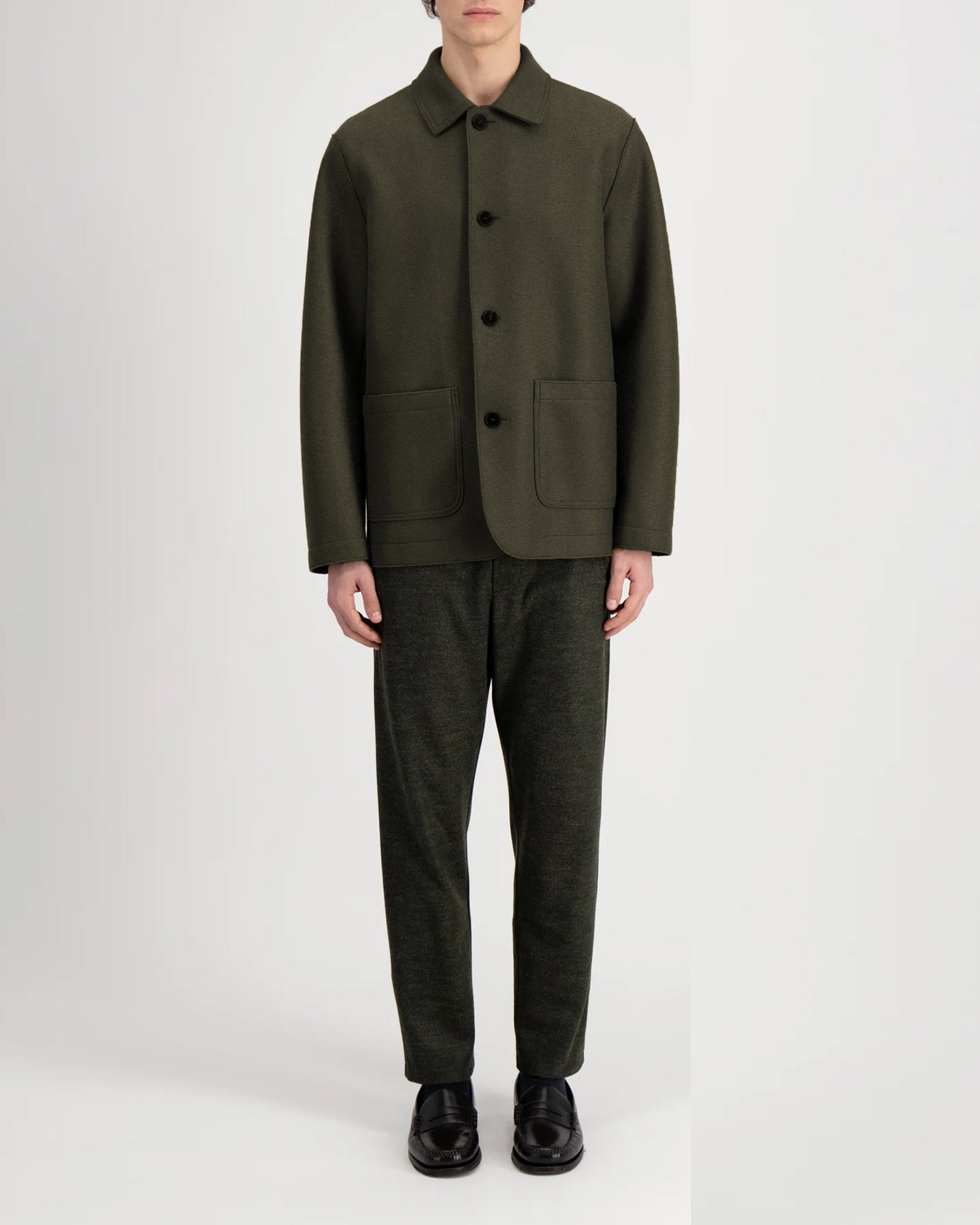 UTILITY PRESSED WOOL JACKET / HUNTING GREEN – FABRIC