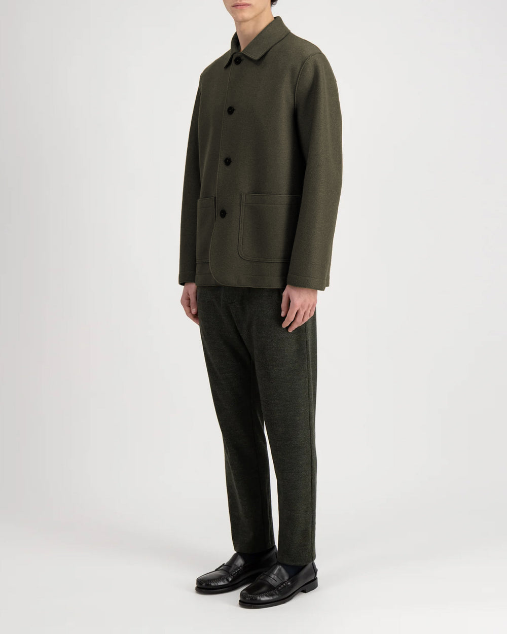 UTILITY PRESSED WOOL JACKET / HUNTING GREEN – FABRIC