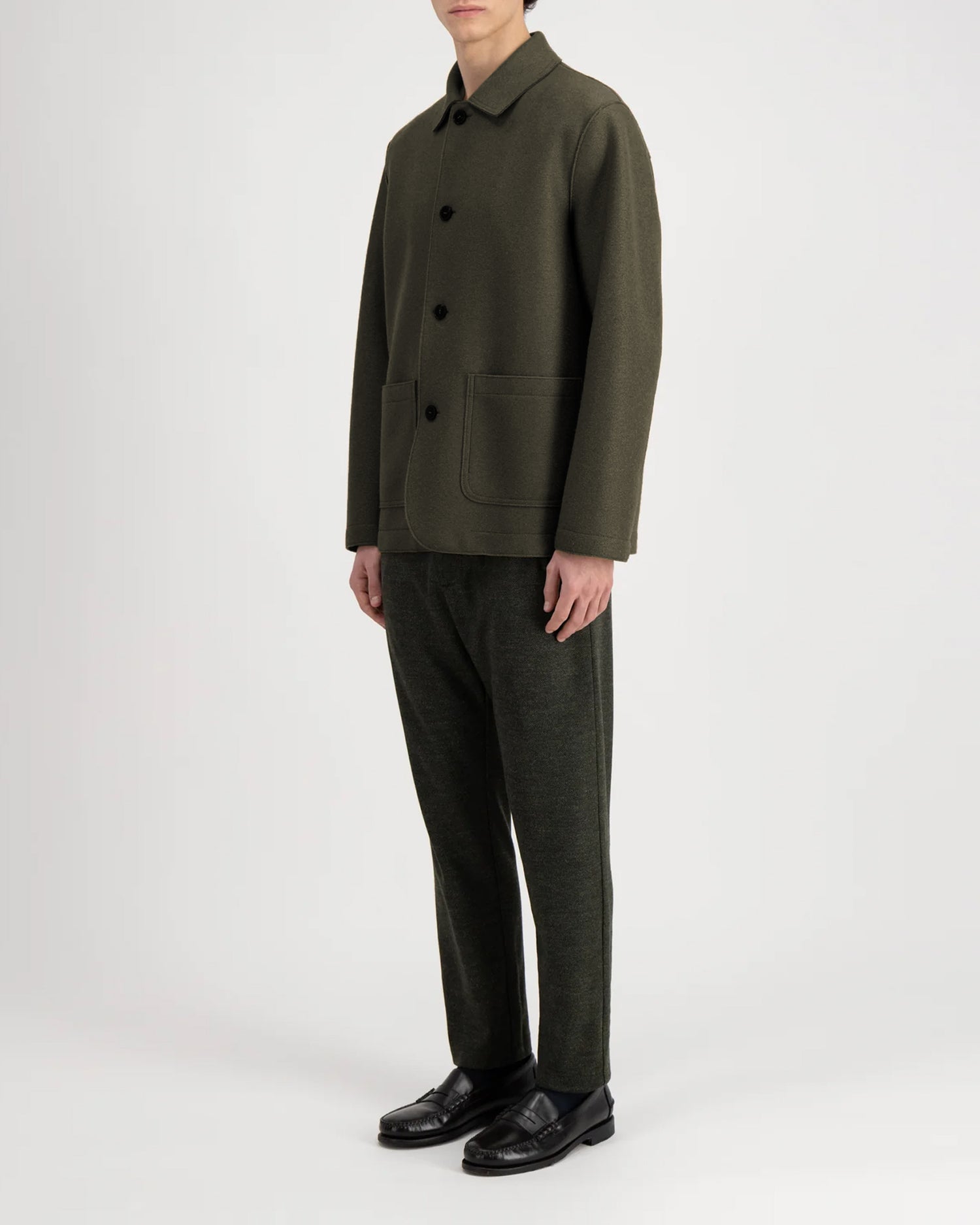 UTILITY PRESSED WOOL JACKET / HUNTING GREEN – FABRIC