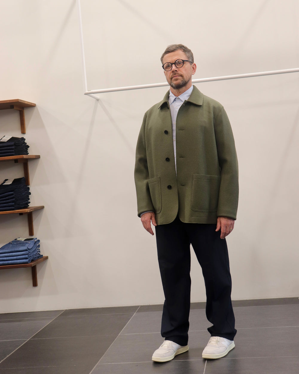 UTILITY PRESSED WOOL JACKET / HUNTING GREEN – FABRIC