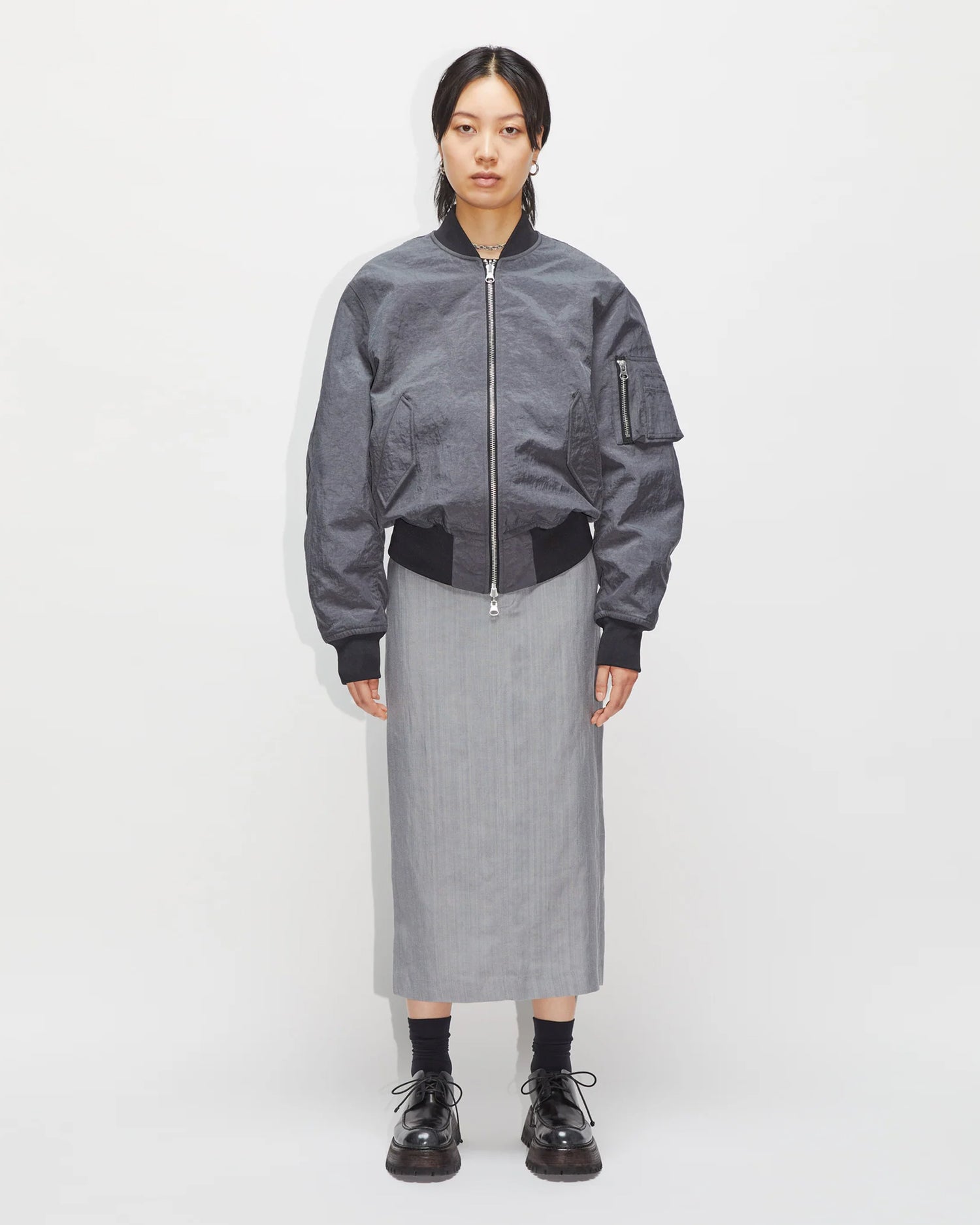 UNISEX BOMBER JACKET / BLUE GREY – FABRIC
