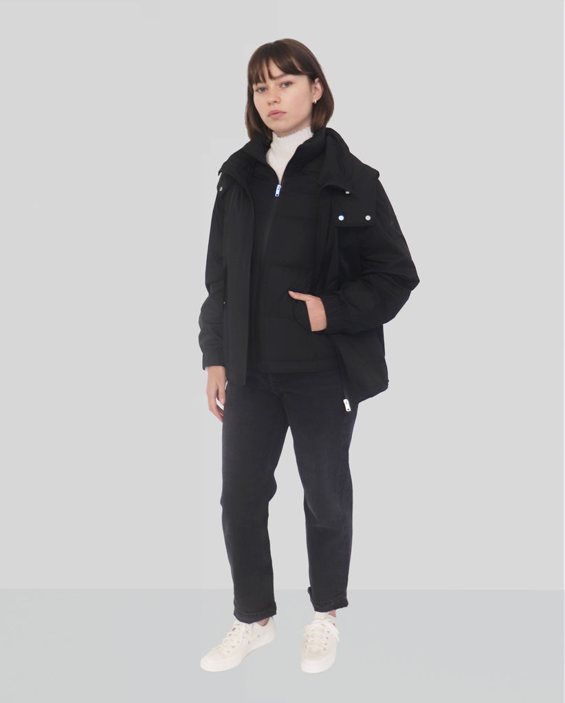 DOUBLE LAYER PUFFER JACKET 64CM / NOIR – FABRIC