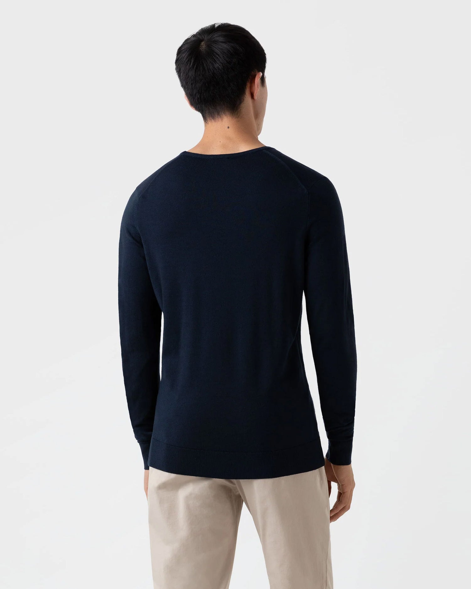 EXTRA FINE MERINO CREW NECK / LIGHT NAVY – FABRIC