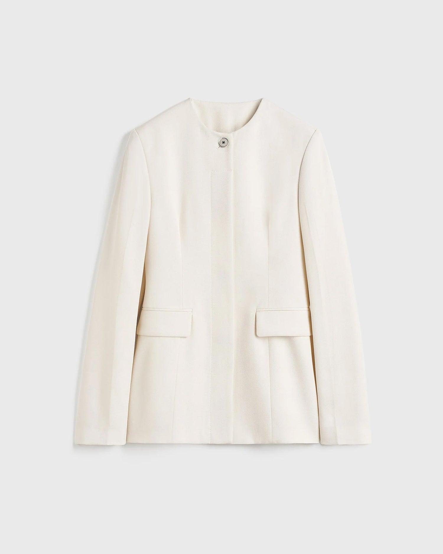 COLLARLESS CINCHED JACKET / ECRU – FABRIC
