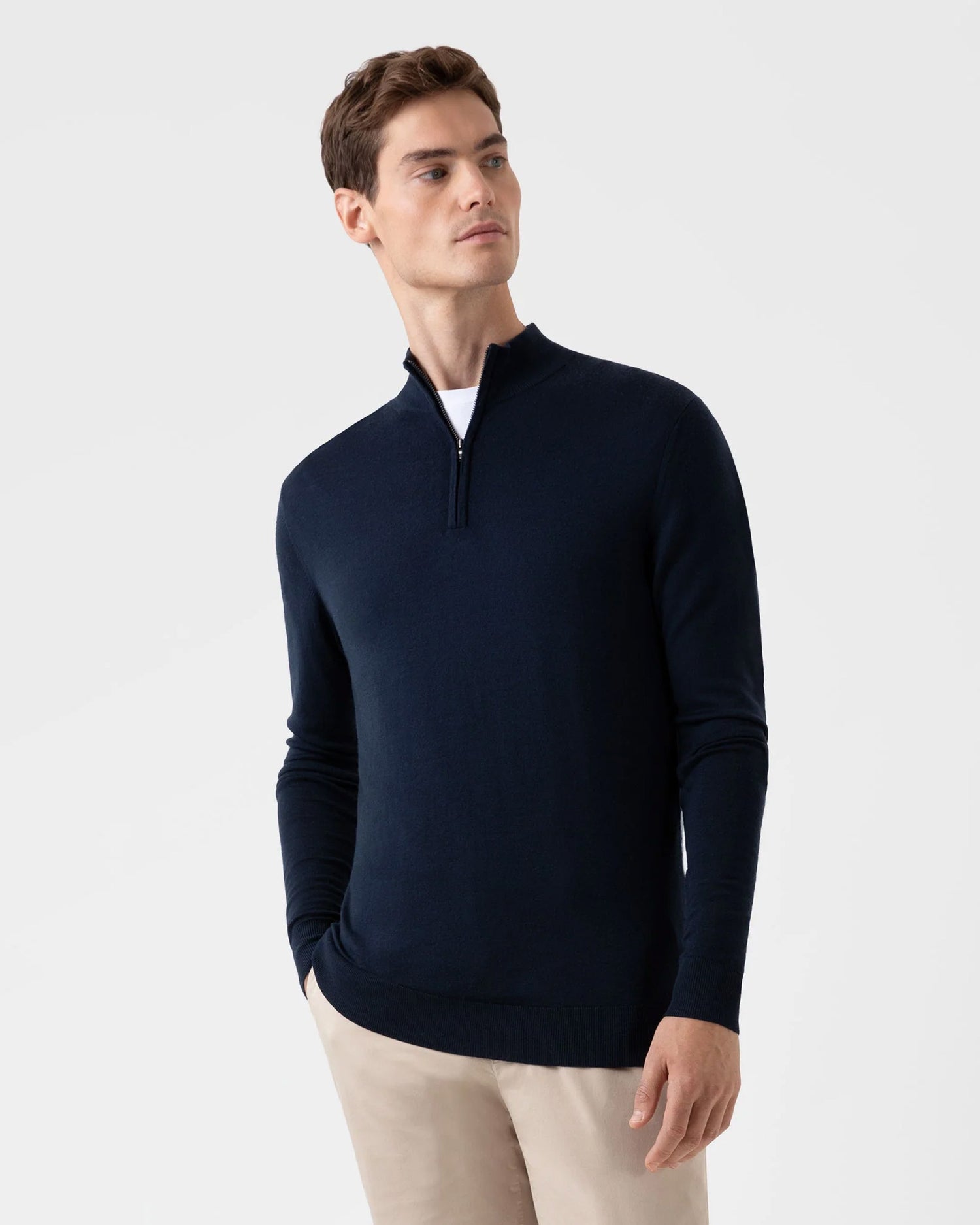MERINO HALF ZIP / LIGHT NAVY – THIS IS FABRIC
